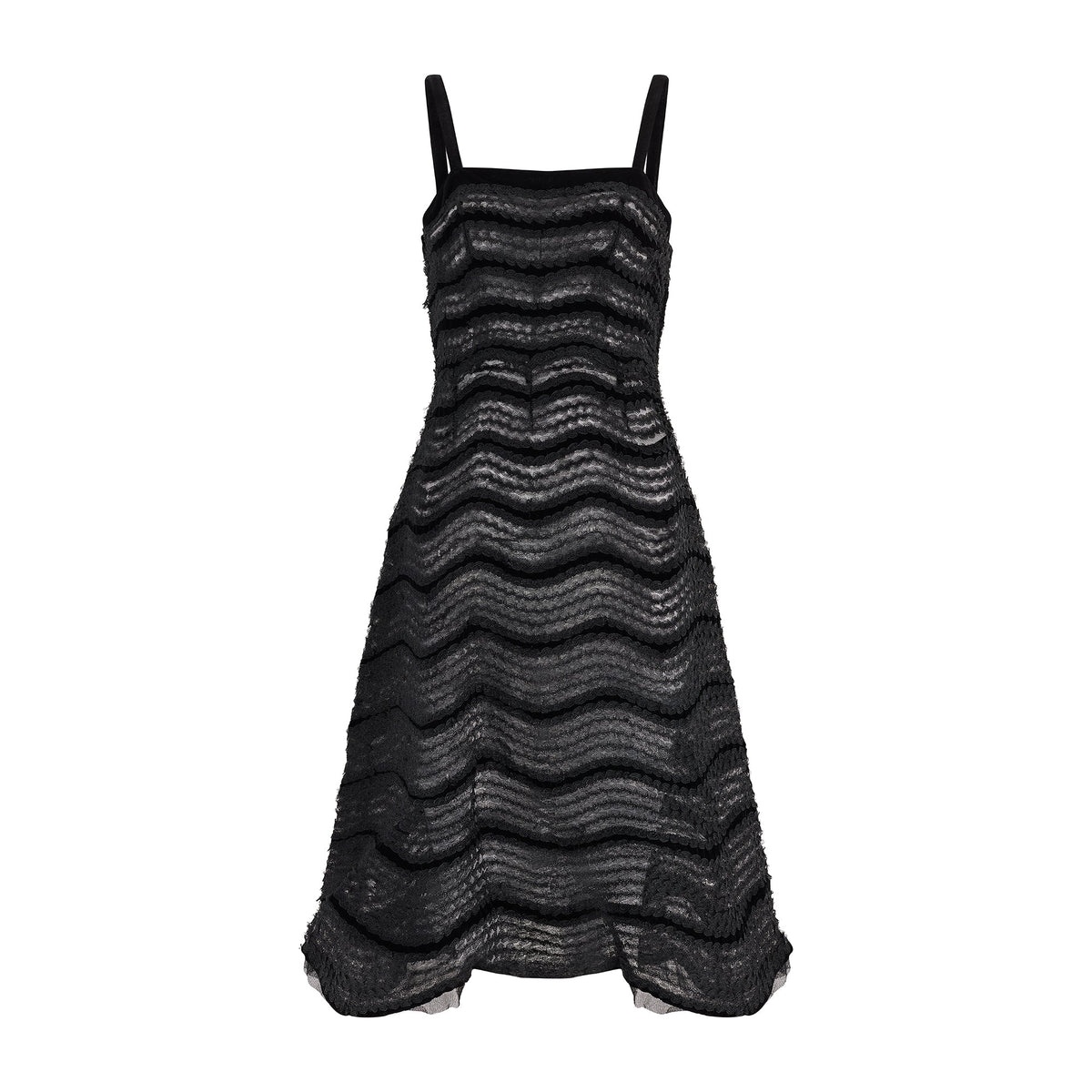 1950s Unlabelled Haute Couture Stiffened Tulle Chevron Pattern Dress ...