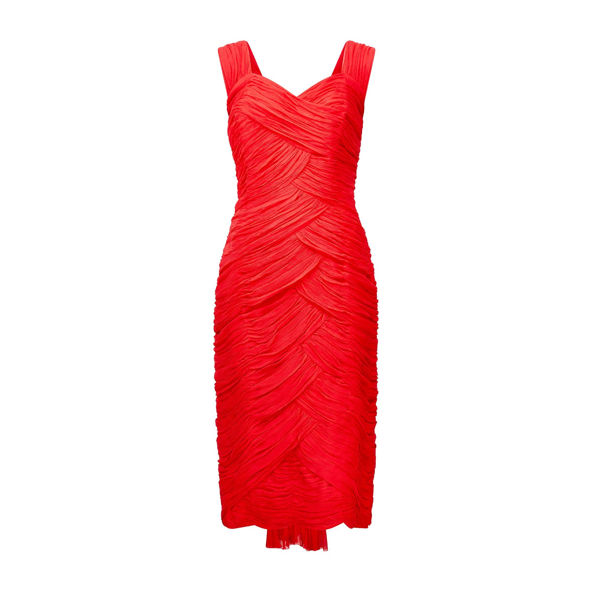 1960s Red Silk Chiffon Pleated Dress with Train – Peekaboo Vintage ...