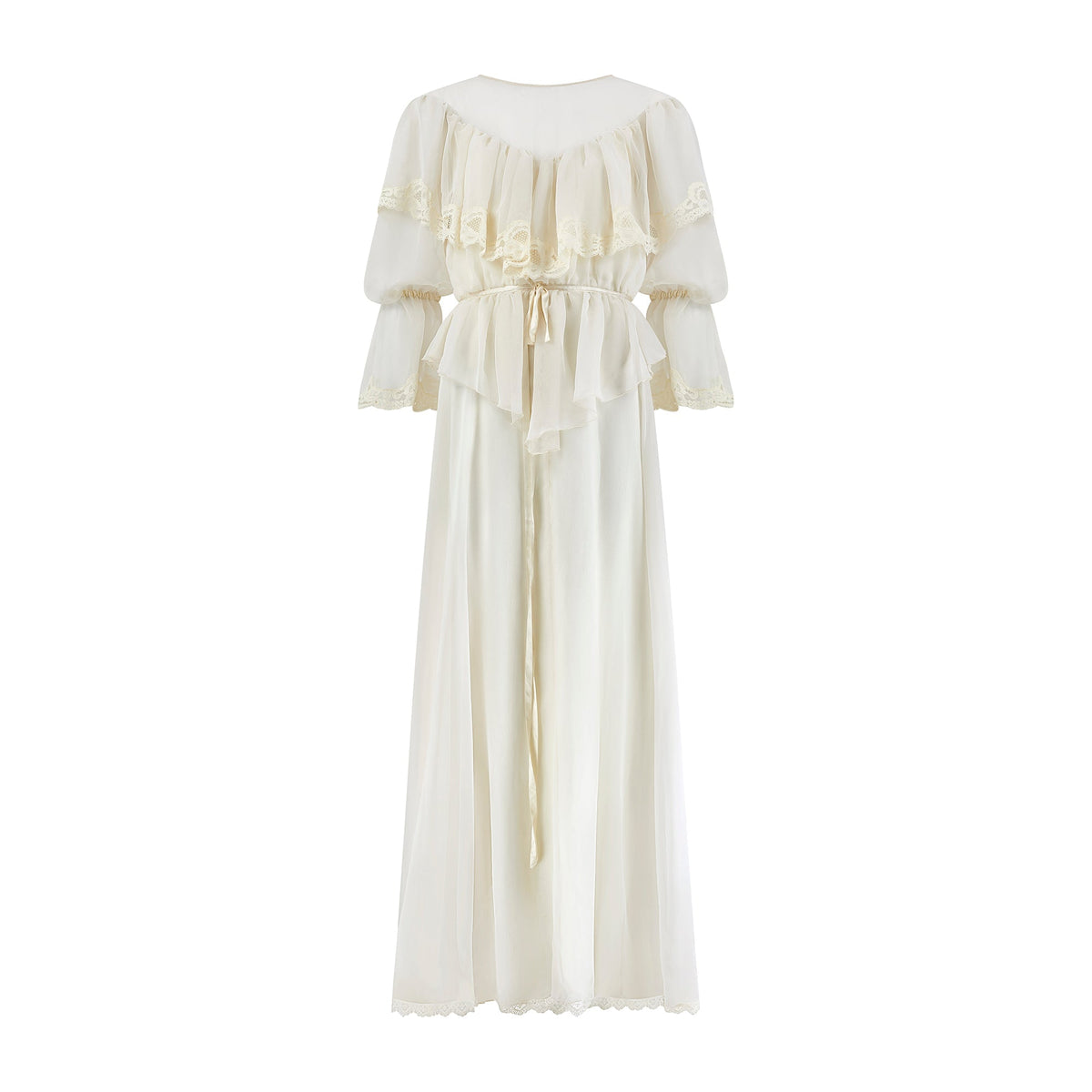 1970s Edwardian Style Cream Chiffon Maxi Dress – Peekaboo Vintage ...
