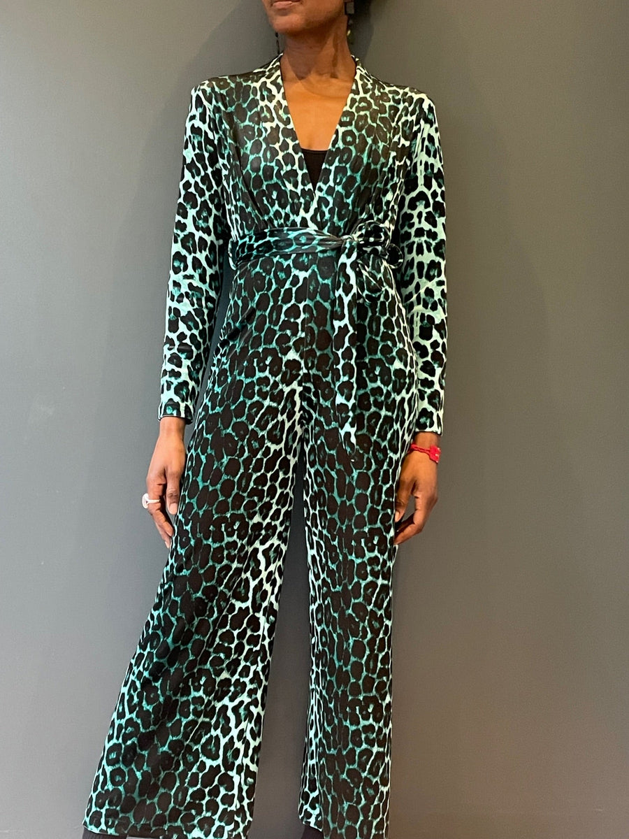Dancing Queen Jumpsuit in Green Leopard Print – Peekaboo Vintage ...