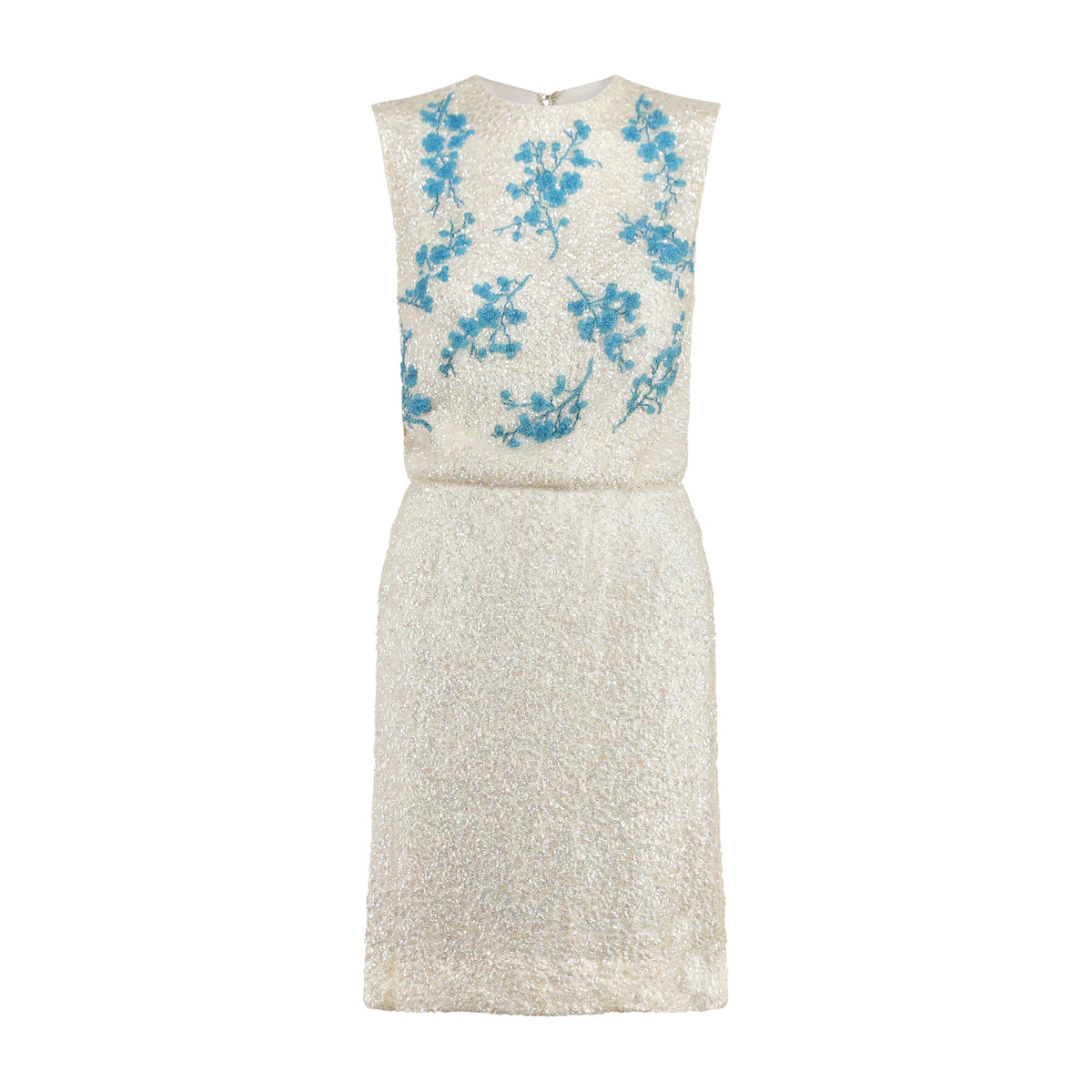 1960s Jo Ro Imports Blue and Cream Sequin Shift-Dress – Peekaboo ...