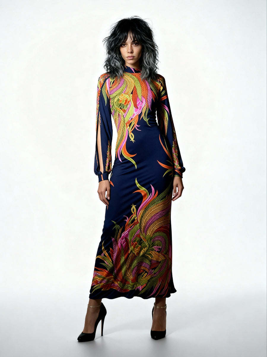 1970'S Original Vintage De Parisini by Gianni Versace Navy Floral & Pa ...